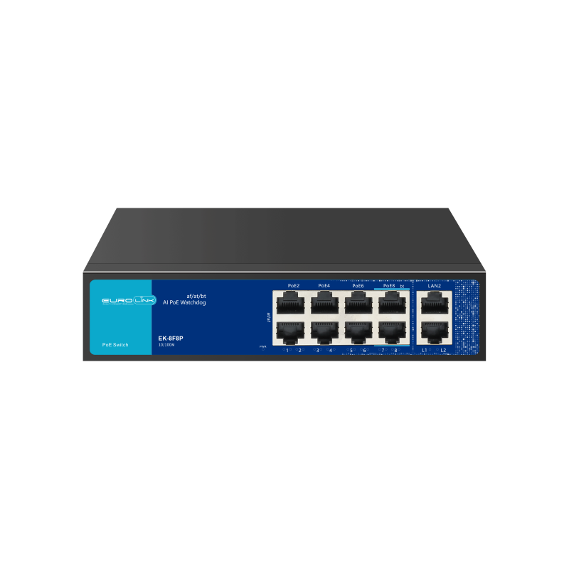 Eurolink Switch EK-8F8P 10/100MBPS AI PoE Switch Watchdog