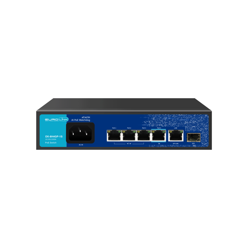 Eurolink Switch EK-6H4GP-1S 10/100/1000MBPS AI Poe Switch Watchdog